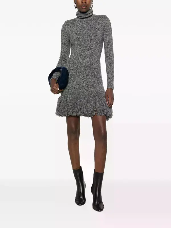 ELY ELY Roll-neck Fringed Mini Dress