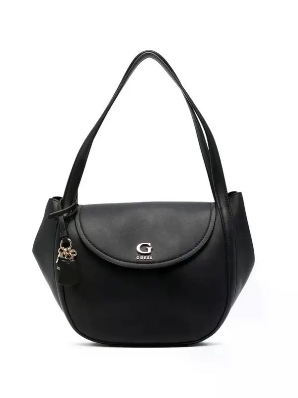 Guess Coleen Logo-plaque Leather Shoulder Bag - Black