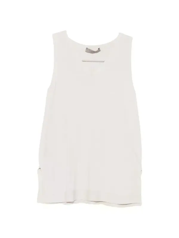 D.exterior V-neck Side-slit Top
