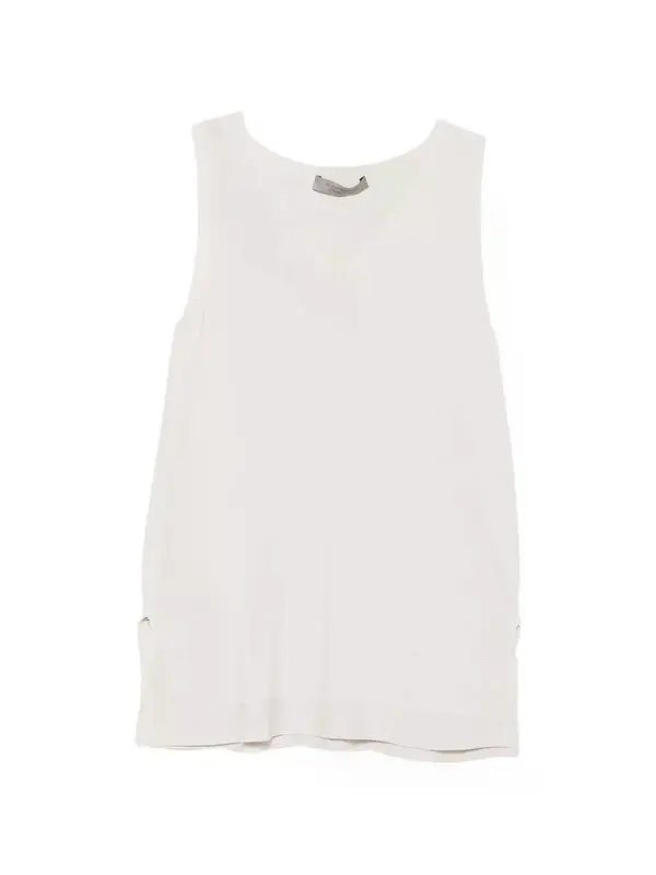D.exterior Sleeveless V-neck Top With Side Slits