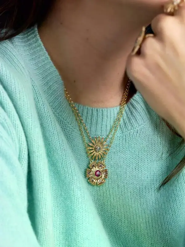 Harwell Godfrey Multi-stone Floral Pendant Necklace