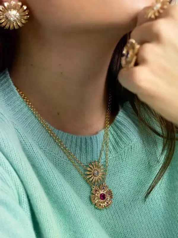 Harwell Godfrey Multi-stone Floral Pendant Necklace - Gold
