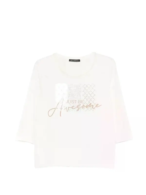 BETTY BARCLAY Graphic-print Three-quarter Sleeve T-shirt - White
