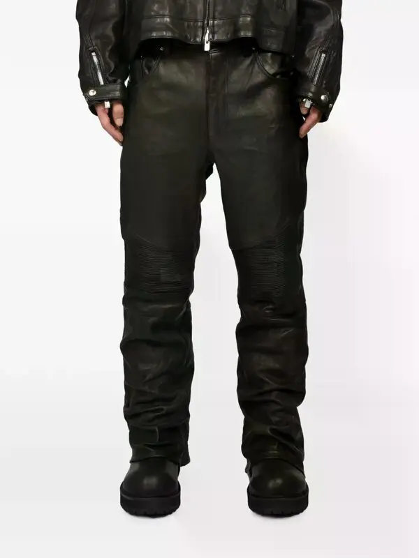 FILTH Panelled Leather Flared Trousers