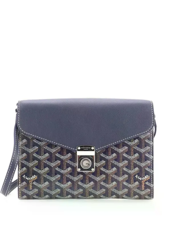 Goyard Chypre Wallet On Strap Coated Canvas With Leather Crossbody Bag - Blue