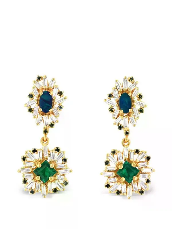 SUZANNE KALAN Opal And Emerald Drop Earrings - Gold