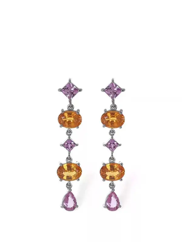 ALEXANDER LAUT Garnet And Pink Sapphire Drop Earrings - Silver