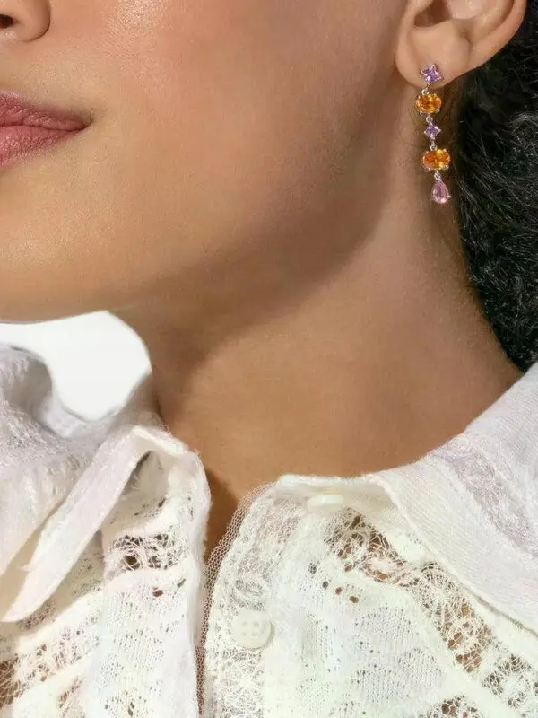 ALEXANDER LAUT Garnet And Pink Sapphire Drop Earrings