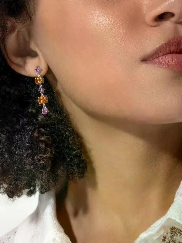 ALEXANDER LAUT Garnet And Pink Sapphire Drop Earrings