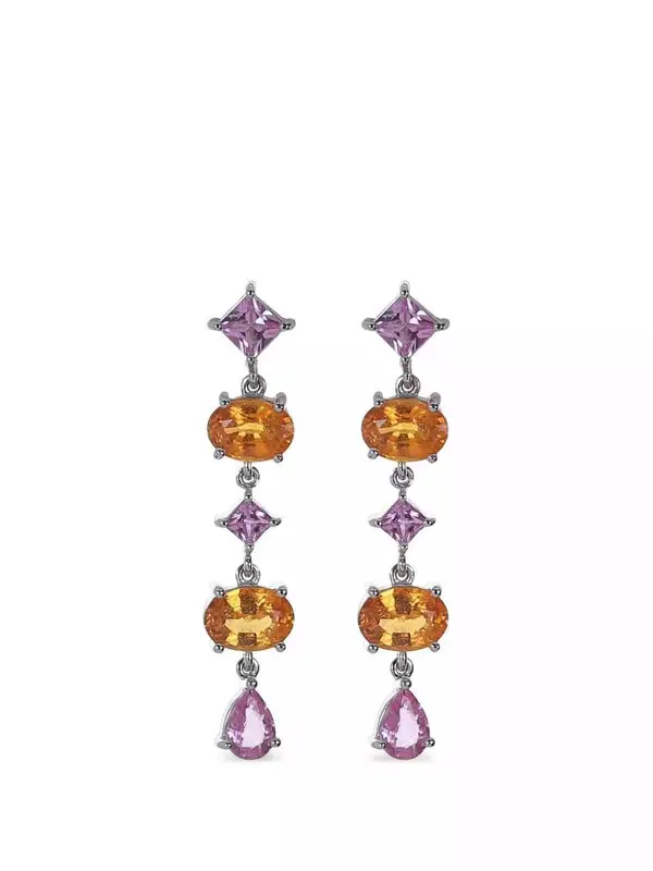 ALEXANDER LAUT Drop Earrings With Garnet And Pink Sapphire In 18k White Gold - Silver