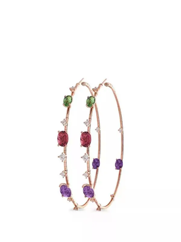MATTIA CIELO Multi-stone Hoop Earrings - Pink