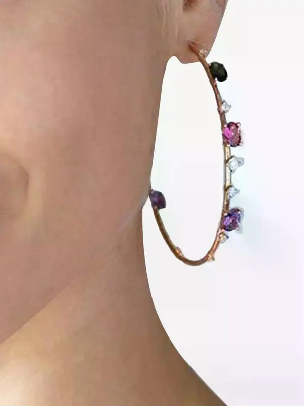MATTIA CIELO Multi-stone Hoop Earrings - Pink