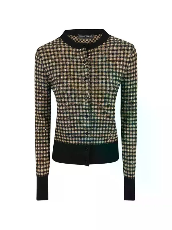 Ermanno Scervino Crystal-embellished Gingham Cardigan