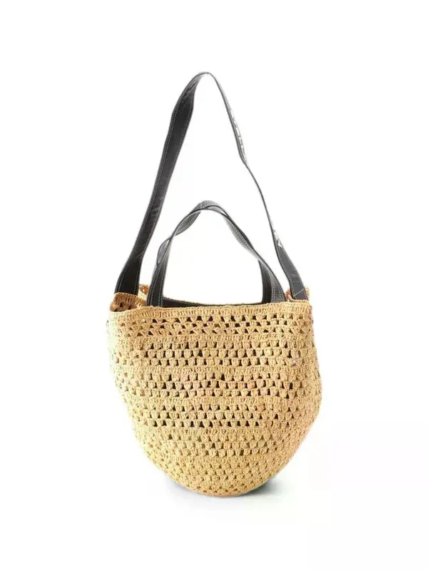 Stella McCartney 2020 Raffia Crocheted Basket Bucket Bag Satchel