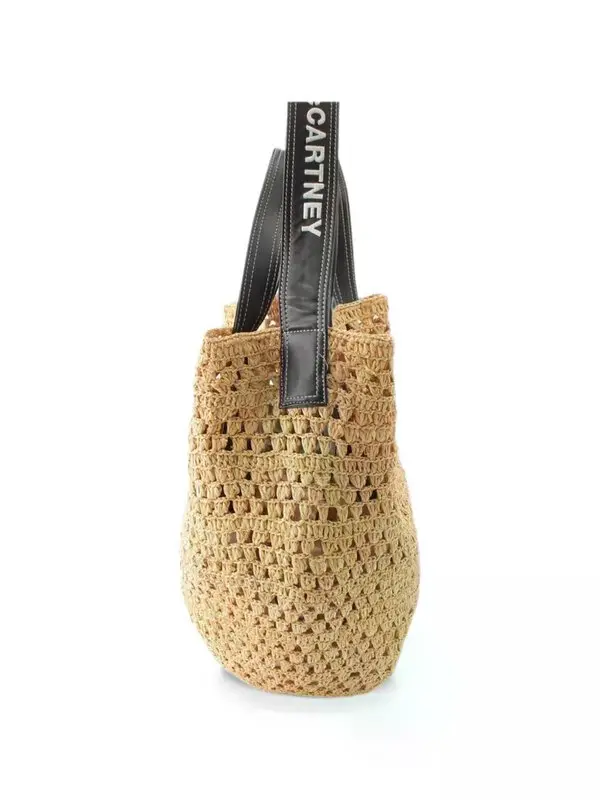 Stella McCartney 2020 Raffia Crocheted Basket Bucket Bag Satchel
