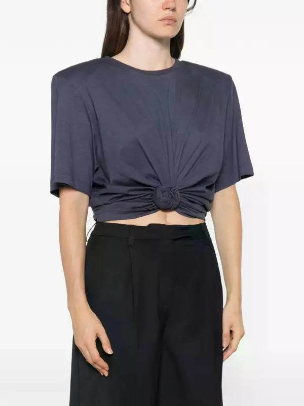 Magda Butrym Padded-shoulder Knotted T-shirt