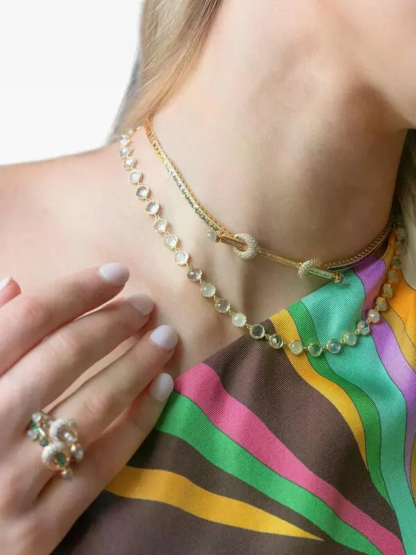 ANANYA 18k Yellow Multi-stone Tennis Necklace
