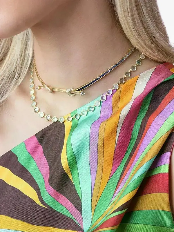 ANANYA 18k Yellow Multi-stone Tennis Necklace
