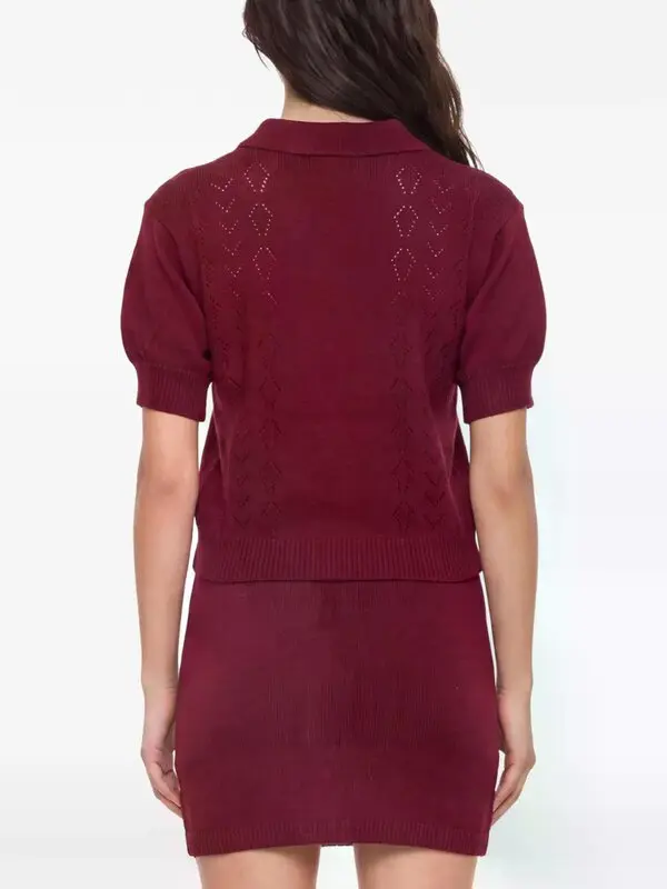Alessandra Rich Pointelle-knit Short-sleeve Polo Shirt