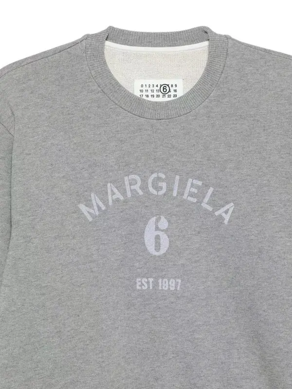 MAISON MARGIELA Logo Print Crew Neck Sweater - Grey