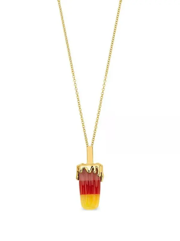 EDINA KISS Agate And Carnelian Popsicle Pendant Necklace In 18k Yellow