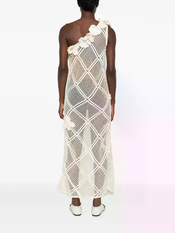 JW Anderson Floral-crochet One-shoulder Midi Dress