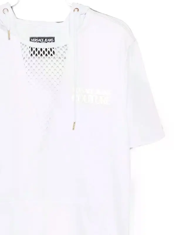 Versace Mesh-insert Short-sleeve Hoodie - White