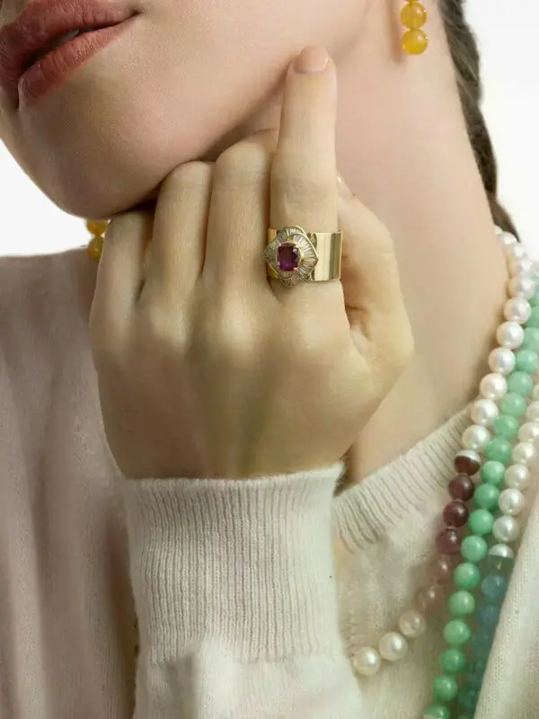 YUTAI Revive Ruby And Diamond Ring - Gold