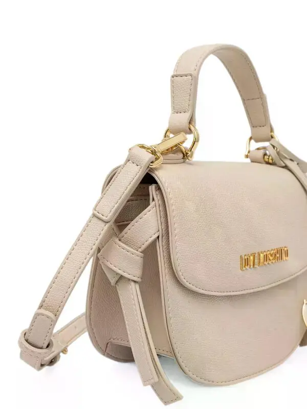 Moschino Logo Plaque Heart Charm Tote Bag - Neutrals