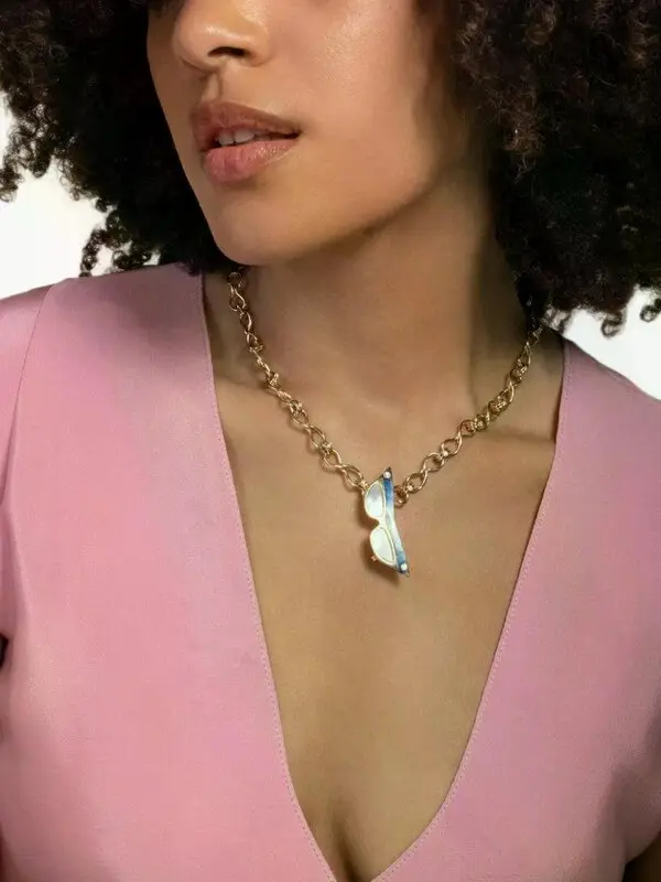 EDINA KISS 18k Yellow Diamond And Pearl Inlay Pendant