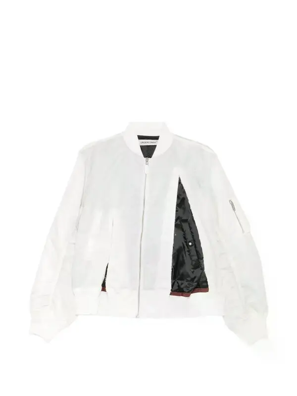 Undercover Zip-up Bomber Jacket With Stand Collar - White