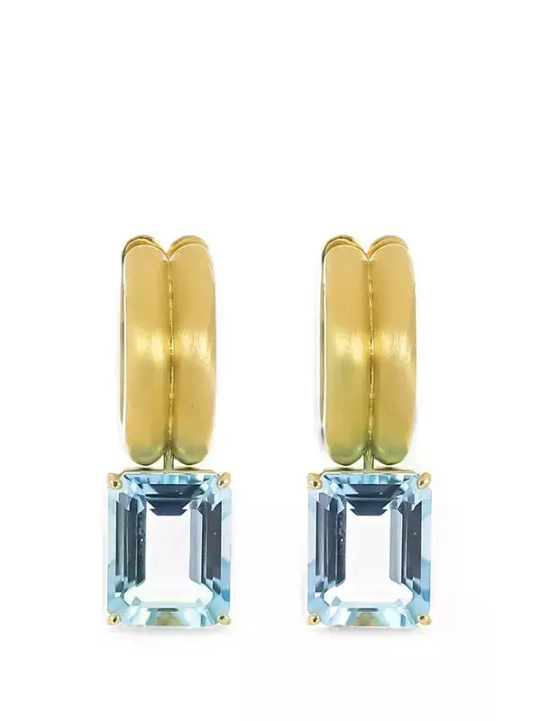Irene Neuwirth Heroic Aquamarine Huggie Earrings - Gold