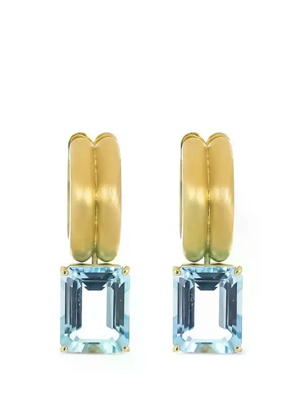 Irene Neuwirth Heroic Aquamarine Huggie Earrings - Gold
