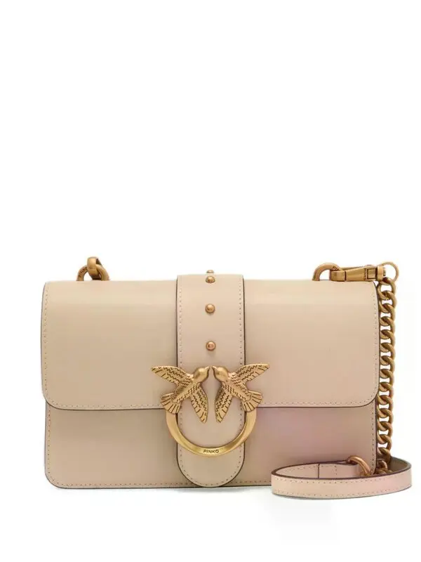 Pinko Love One Leather Crossbody Bag - Neutrals