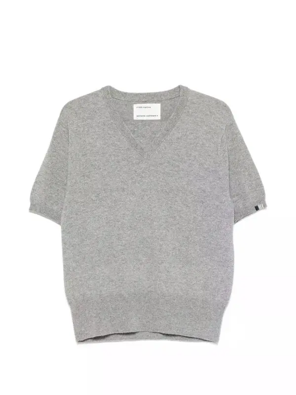 Extreme Cashmere Martina V-neck Short-sleeve Sweater - Grey