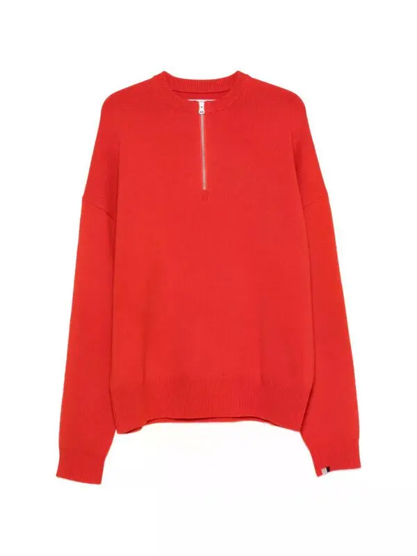 Extreme Cashmere Fine Knit Quarter-zip Sweater - Red