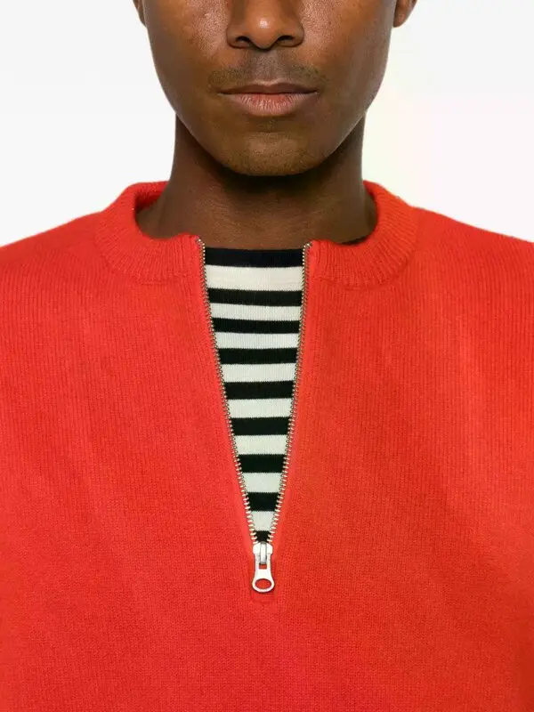 Extreme Cashmere Fine Knit Quarter-zip Sweater - Red