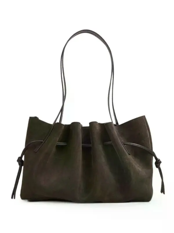 Yuzefi Scallop Suede Shoulder Bag - Brown