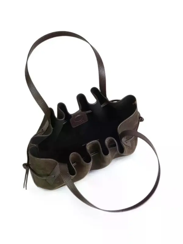Yuzefi Scallop Suede Shoulder Bag - Brown