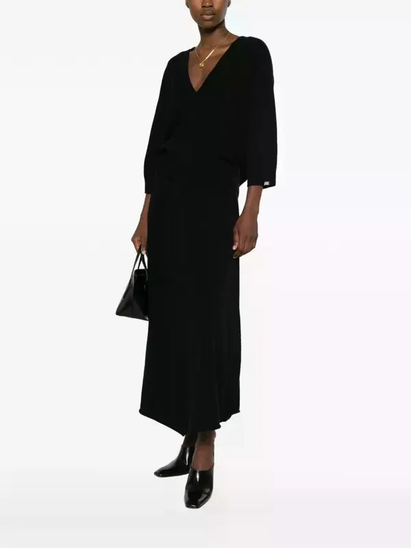 Extreme Cashmere Pearl V-neck Three-quarter Sleeve Sweater