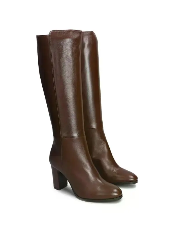 JULIE DEE Side-zip Leather Boots - Brown