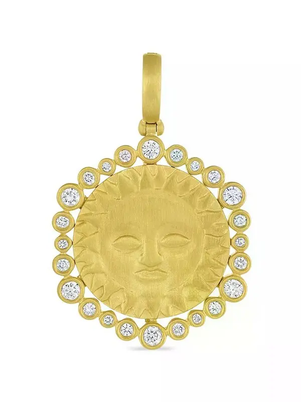 LEIGH MAXWELL 18k Yellow Diamond Sun Motif Pendant Necklace - Gold