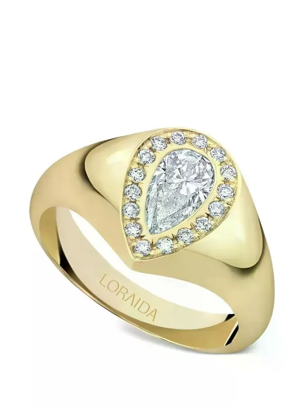 Loraida 18k Yellow Pear-cut Diamond Signet Ring - Gold