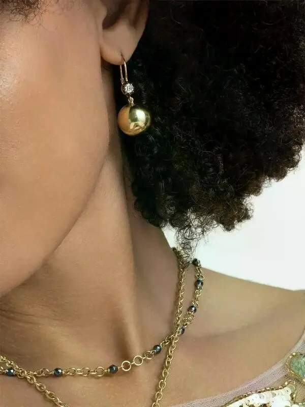 SYLVA & CIE 18k Yellow Old European-cut Diamond Spherical Drop Earrings