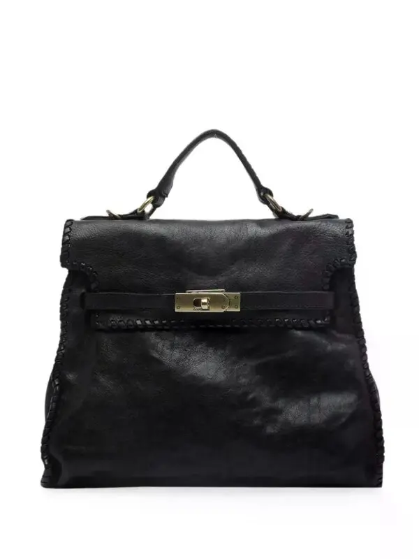 CAMPOMAGGI Ginevra Large Whipstitch-trim Calf Leather Shoulder Bag