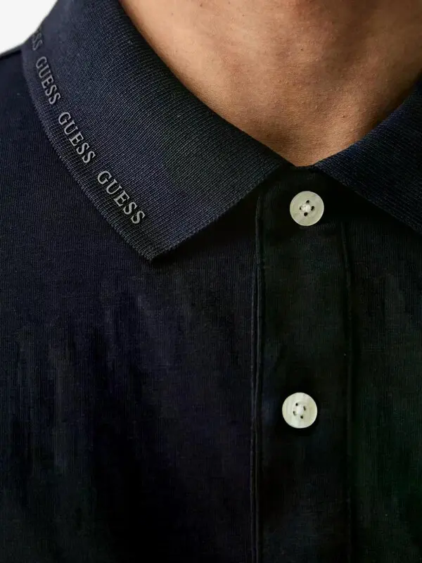 Guess Logo-embroidered Long-sleeve Polo Shirt