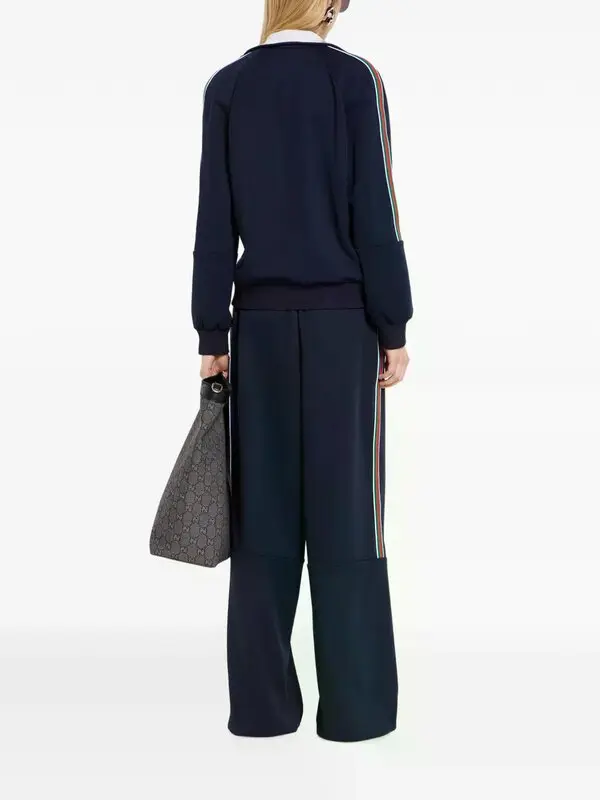 Gucci Web-stripe Embroidered-logo Zip-up Sweater