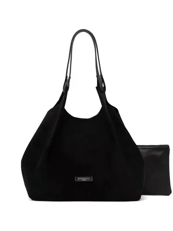 GIANNI CHIARINI Large Dua Suede-finish Logo-patch Tote Bag