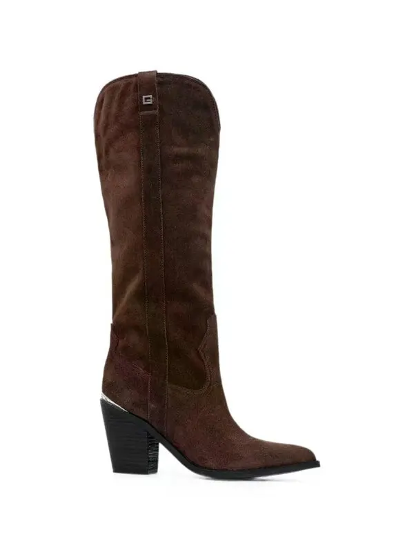 Guess Sashan Suede Western Boots With Block Heel