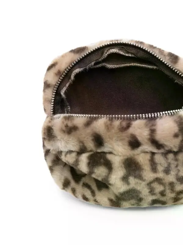 Apparis Leopard Print Faux Fur Makeup Bag - Neutrals